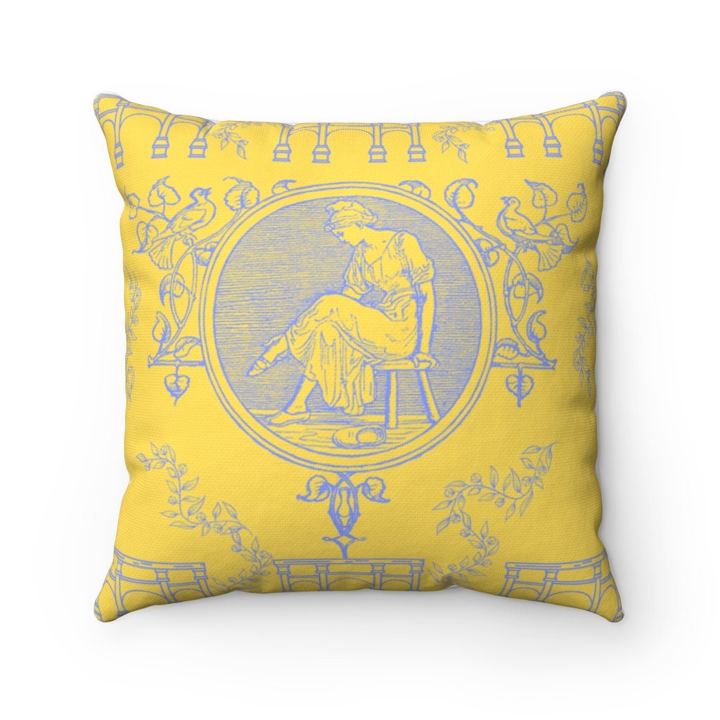 Yellow Toile Pillow,toille Home Decor,romantic Home Decor,victorian ...