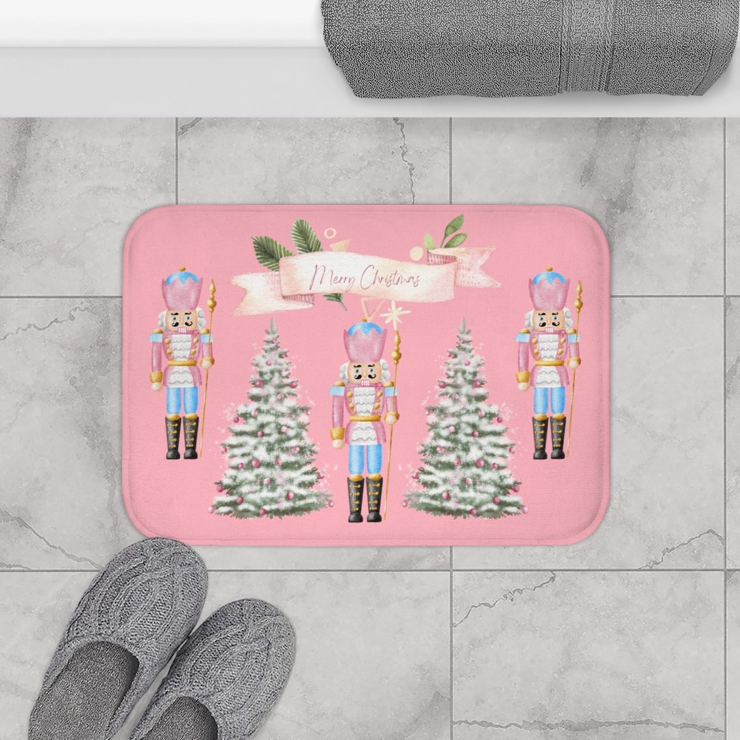Pink Nutcracker Bath Mat,christmas Kitchen,christmas Bath Decor,pink ...