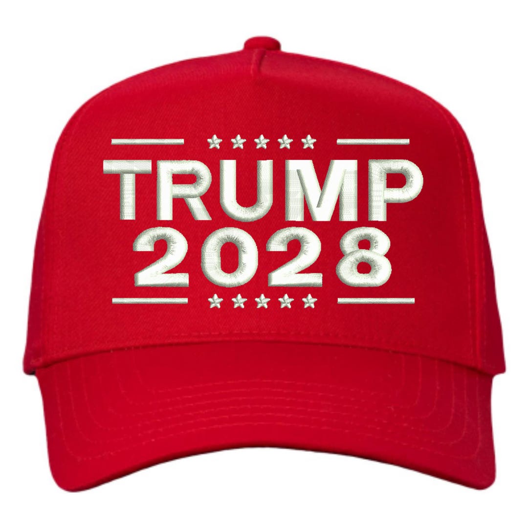 Trump 2028 3D Embroidered Cap,trump 2028 Hat- Embroidered Red MAGA Cap ...