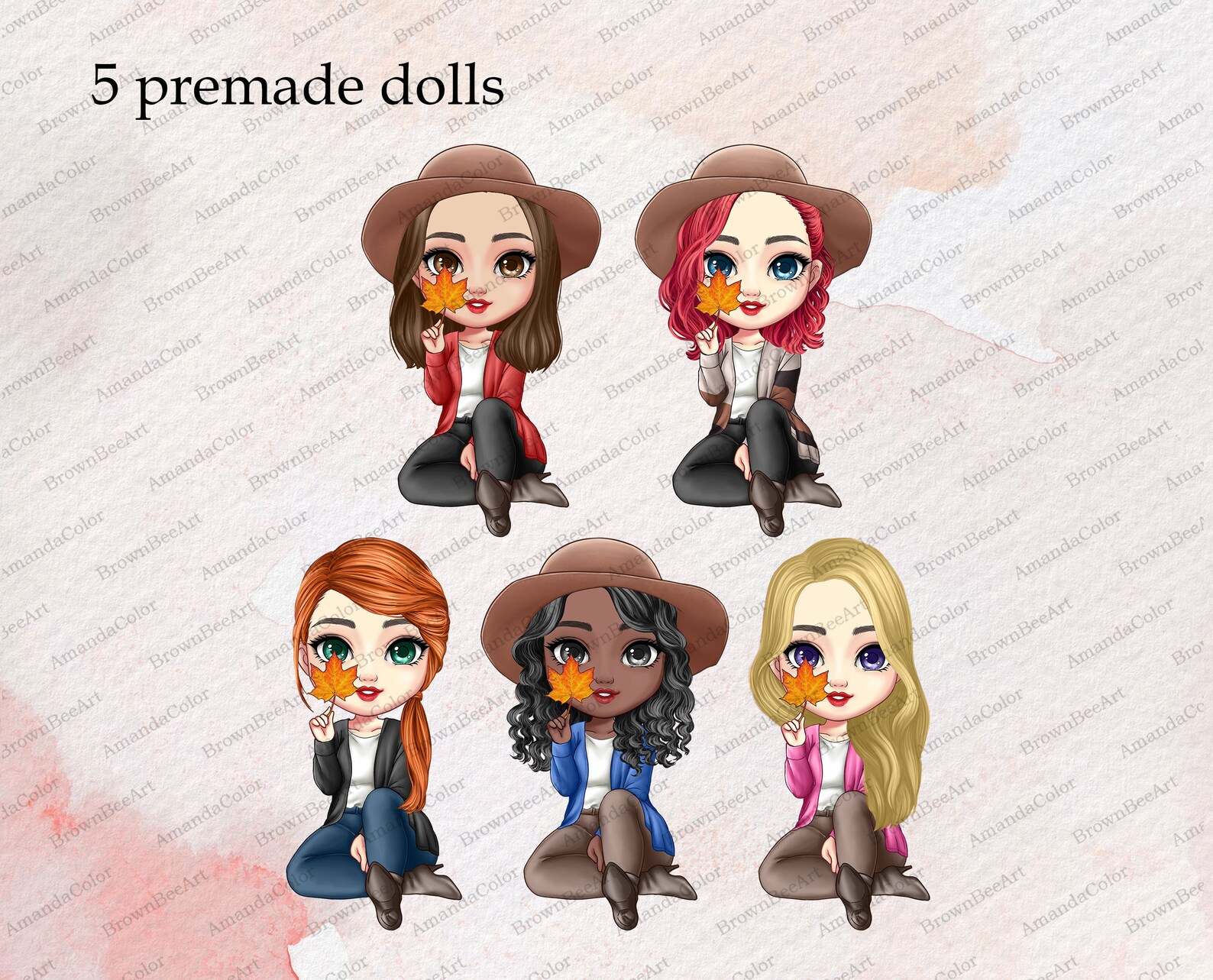 Fall Girls Clipart Chibi Clipart Besties Clipart Best - Etsy