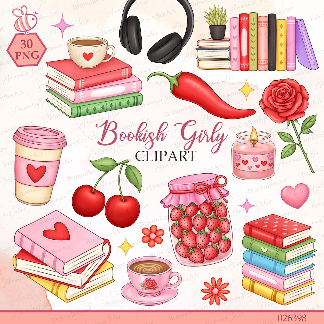 Bookish Girl Clipart, Cute Book Lover Stickers, Book Club Clipart ...