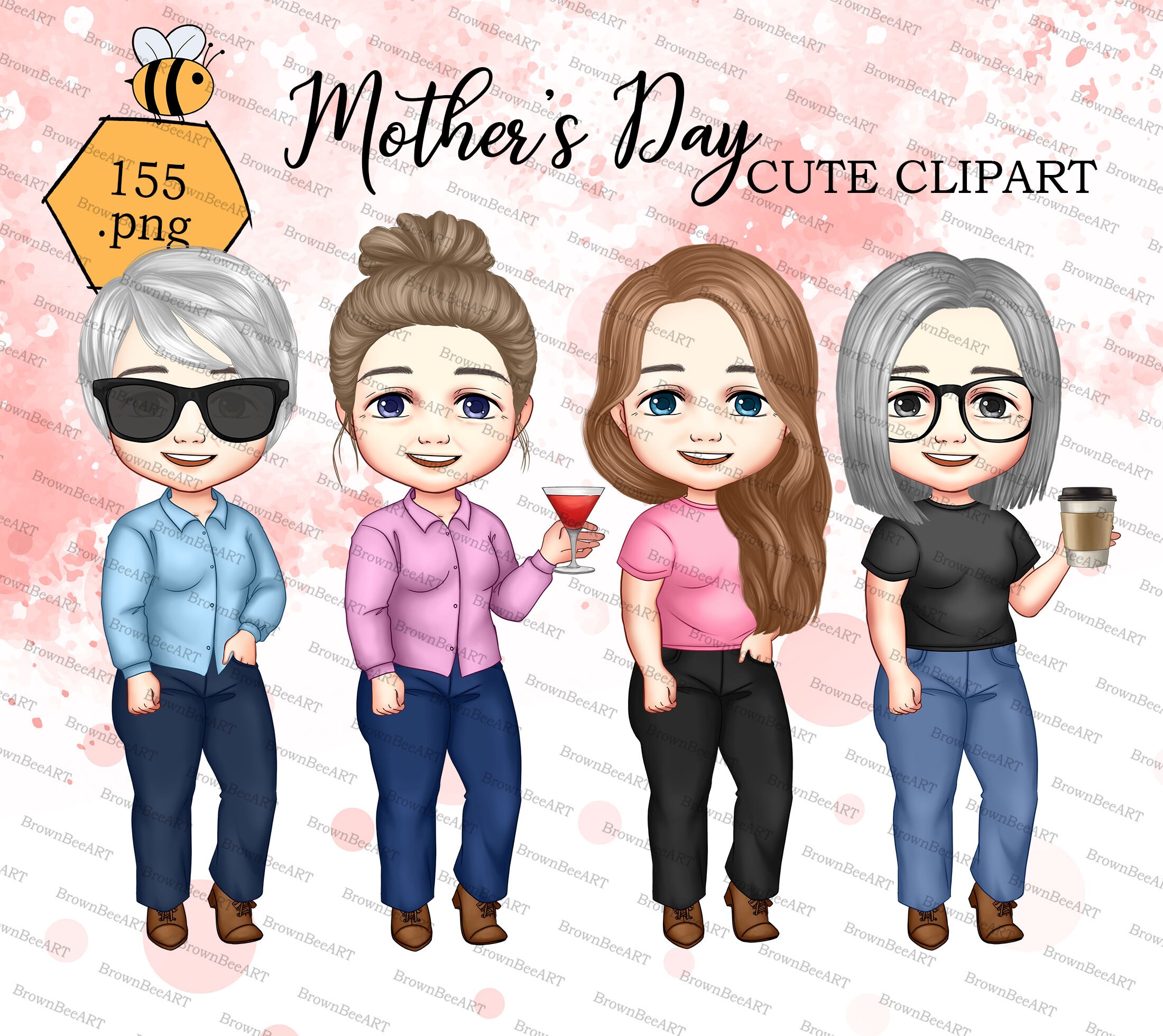 CUTE Clipart: Mother's Day Clipart Women Clipart Mom | Etsy