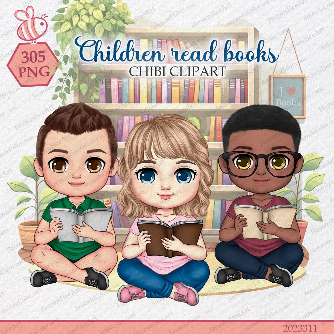 Children Read Books Clipart, Children’s Illustration, Little With Book ...