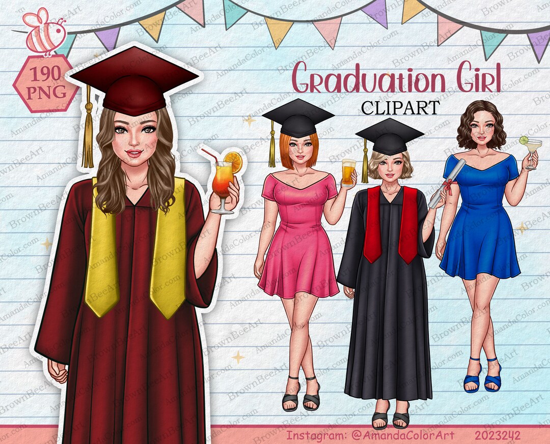 Graduation Girls Clipart, Graduation Png, Fashion Girl Clipart, Best ...