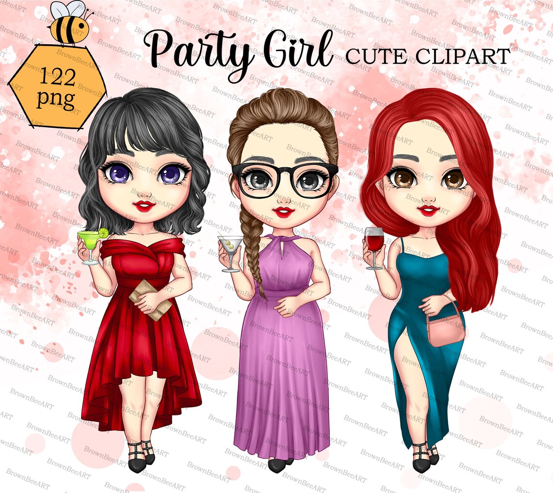 Cute Clipart Party Girl Clipart Birthday Clip Art Dress - Etsy