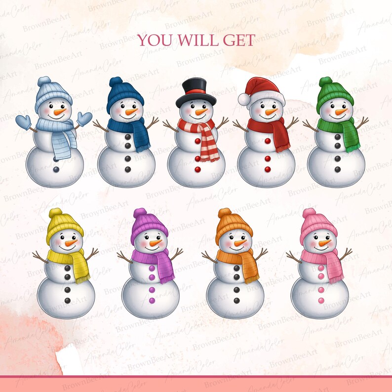 Personalized Snowman Family Clipart: Winter PNG (digital Download) - Etsy