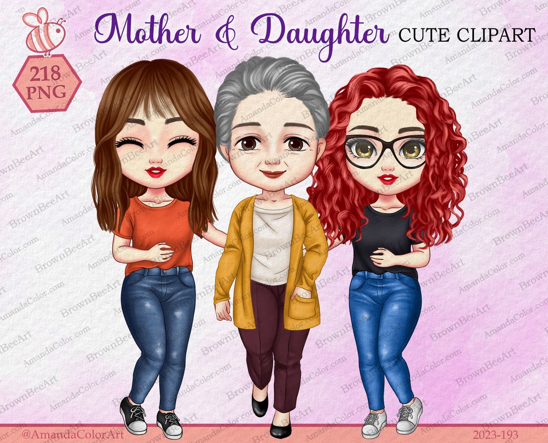 Chibi Clipart, Mother and Daughter, Like Mother Like Daughters Clipart ...