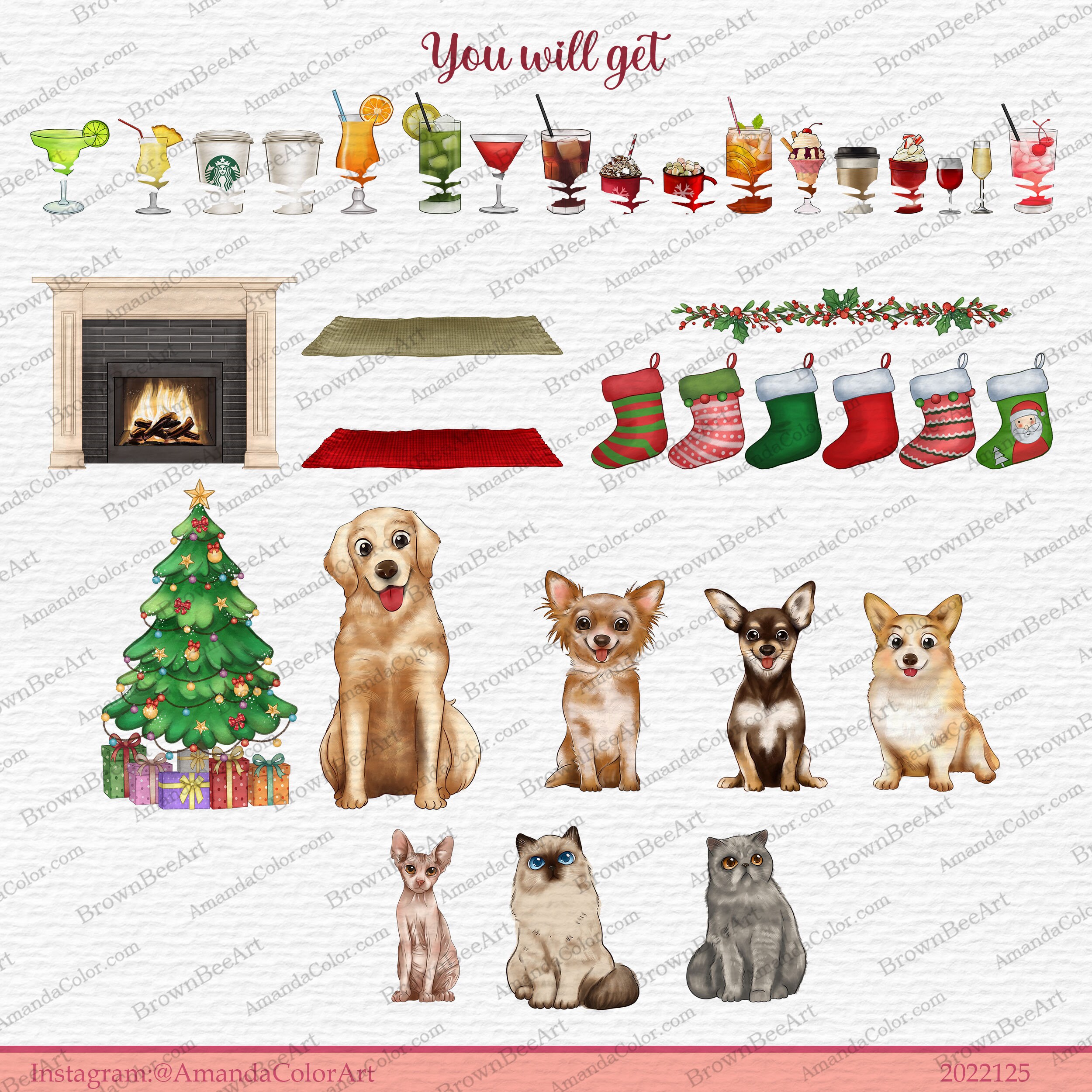 Christmas Chibi Clipart: Family, Friends, Pets (PNG) - Etsy
