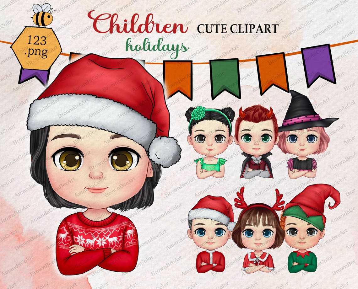 Children Clipart Holiday Clipart Cute Clipart Child - Etsy