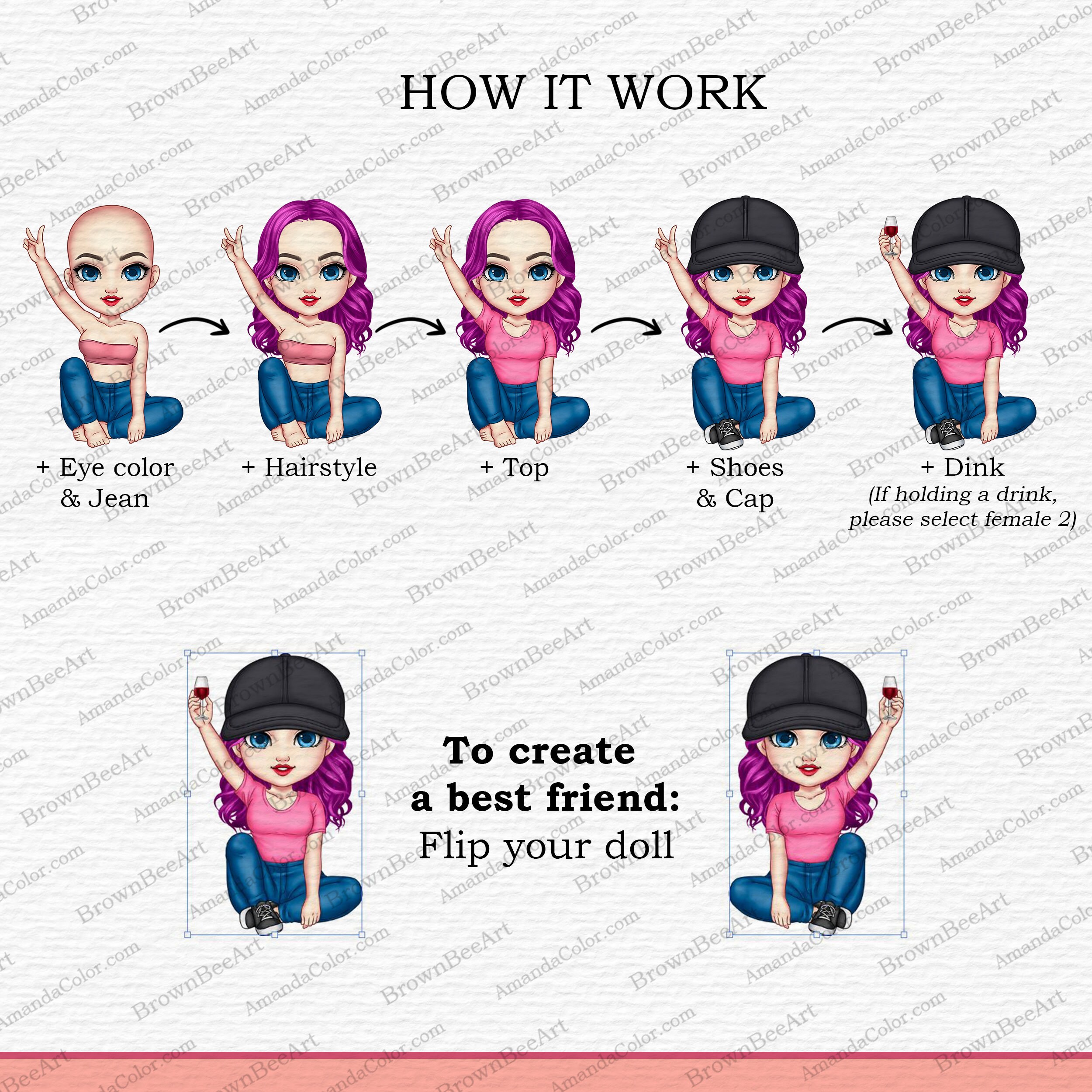 Girls Clipart, Chibi Doll Clipart, Best Friend Clipart, Sister Clipart ...