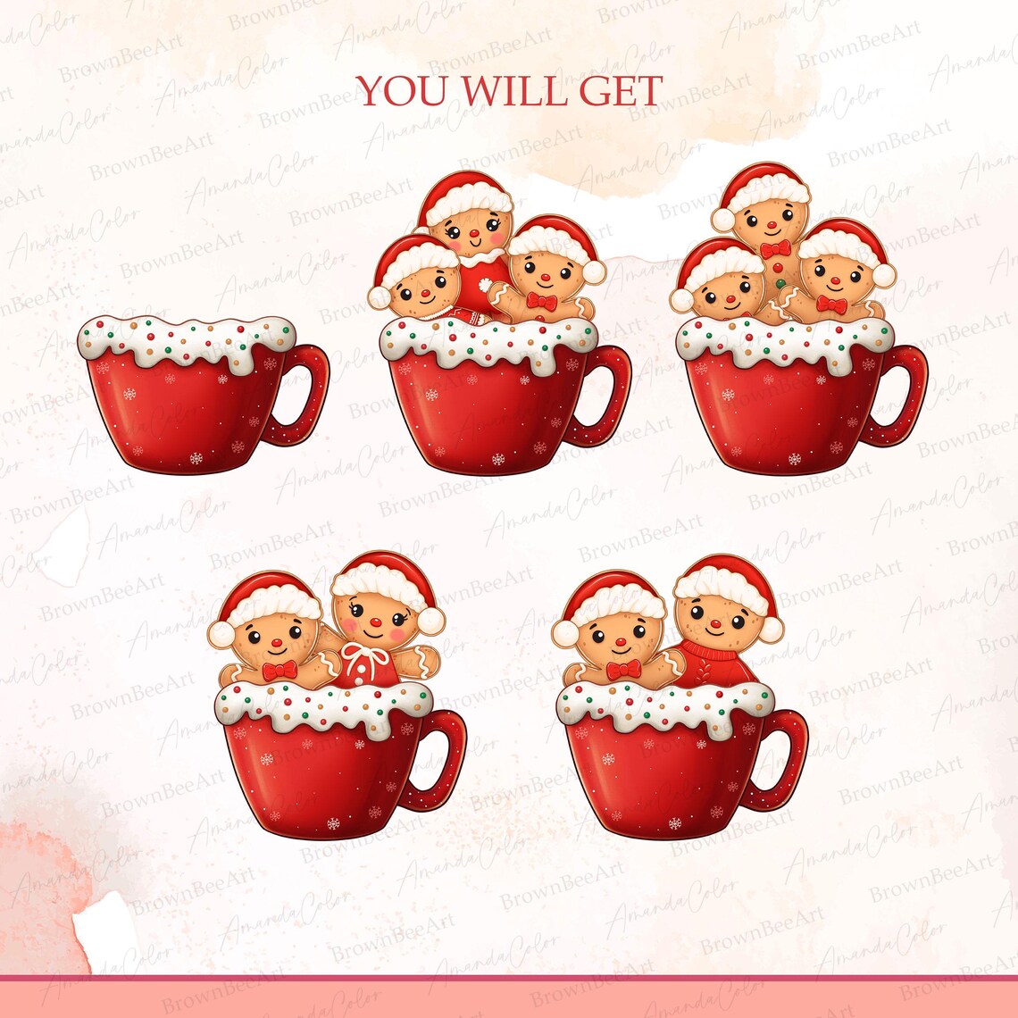 Custom Gingerbread Family Clipart, Personalized Christmas Gift, Our ...