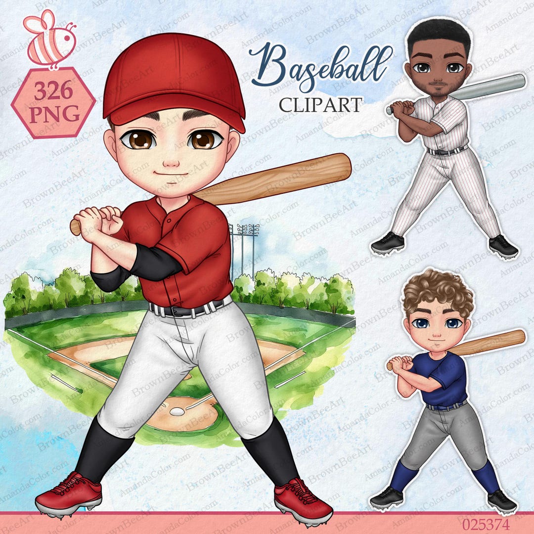 Baseball Boy Clipart: Sports Chibi Graphics (PNG) - Etsy