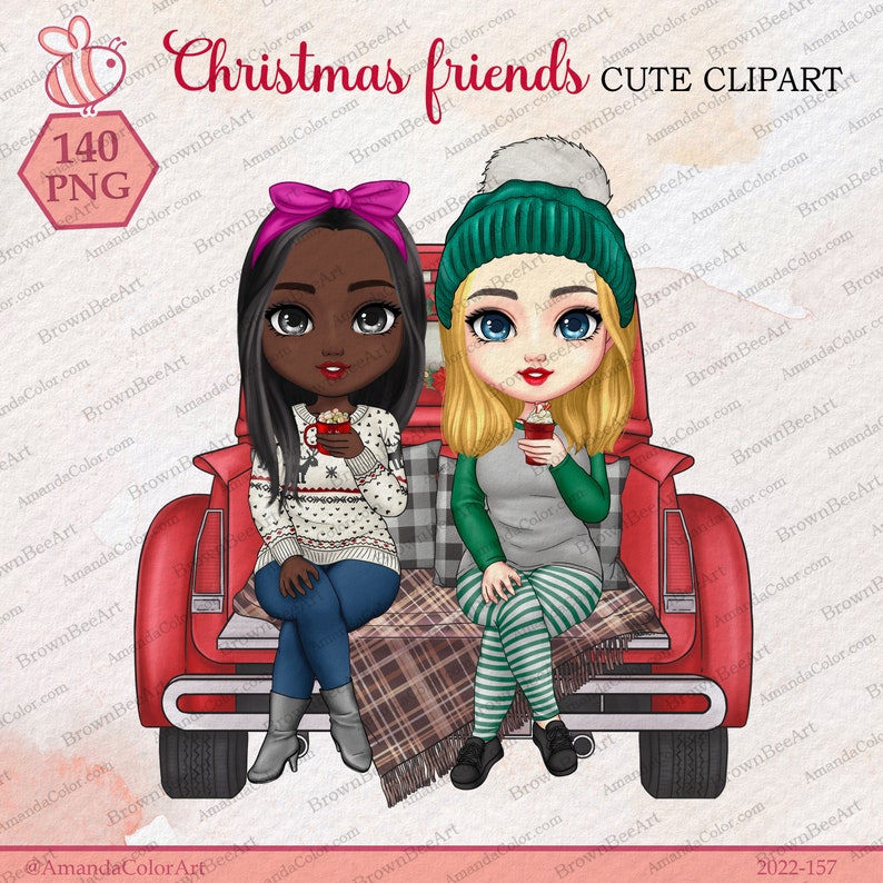 Christmas Friends Clipart Merry Christmas Christmas Girl - Etsy
