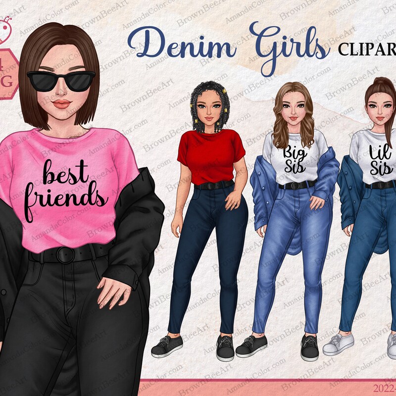 Jeans Girl Clipart - Etsy