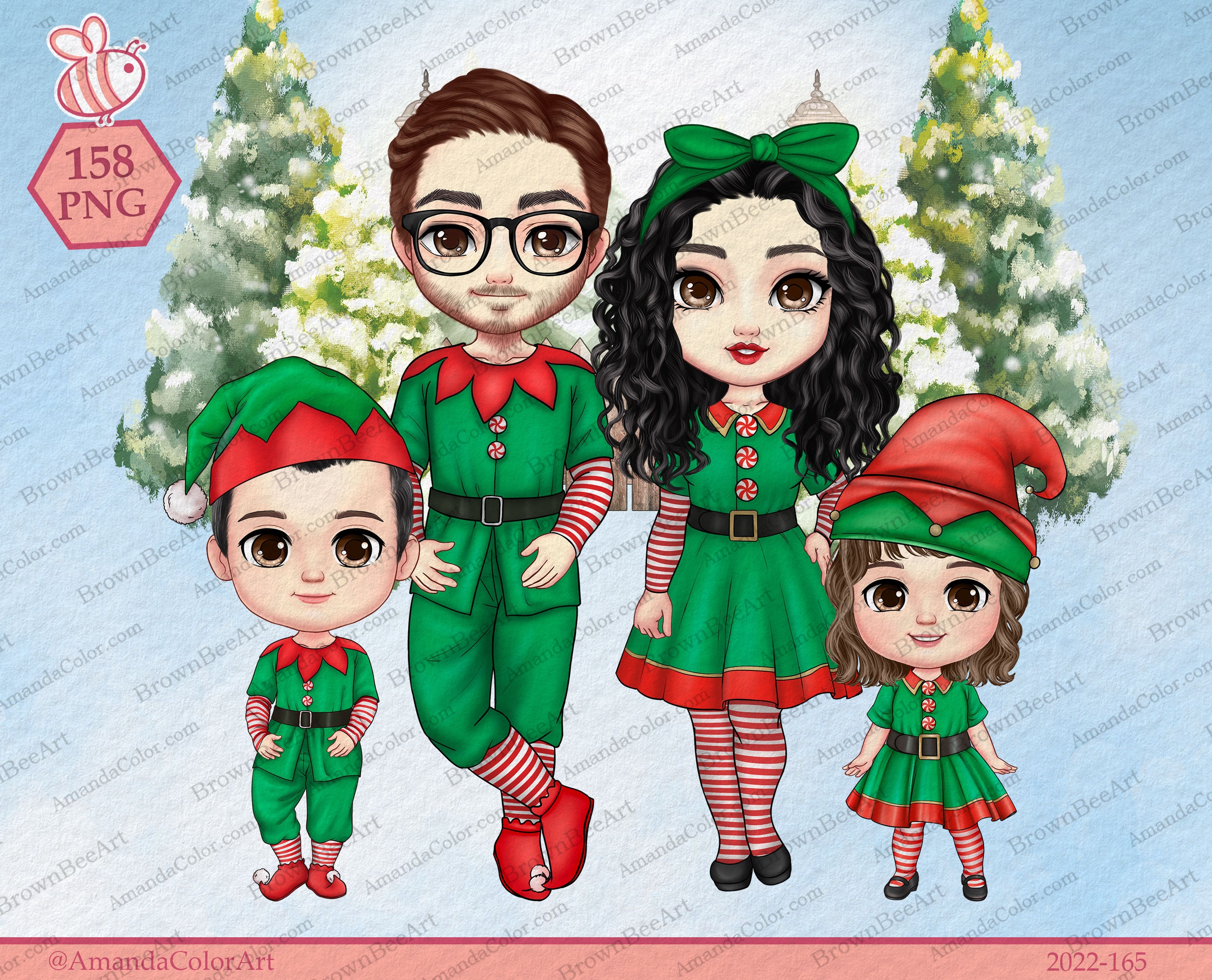 Cute Clipart Elf Family Clipart Merry Christmas Father - Etsy