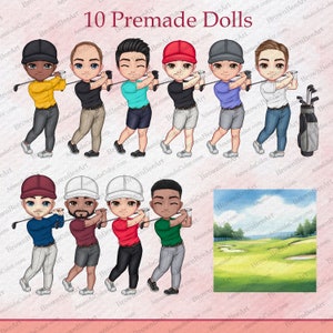 Boy Playing Golf, Golf Clipart, Sports Clipart, Male Golfer, Chibi ...