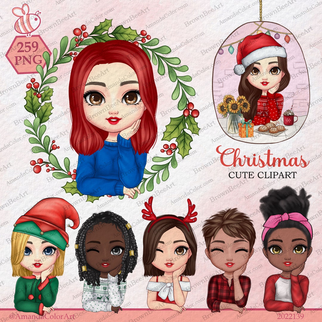 Cute Clipart, Christmas Girls Clipart, Winter Clipart, Bestie Clipart ...