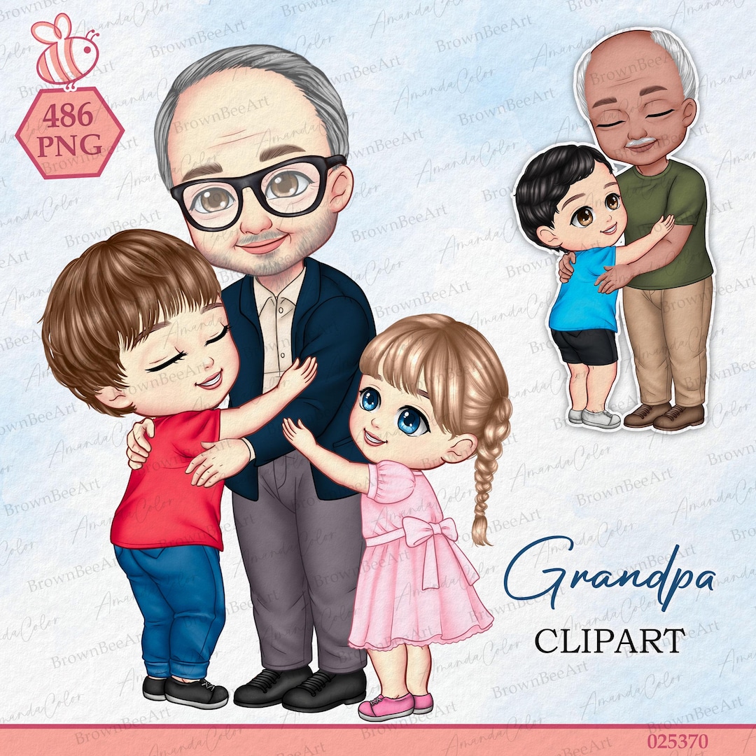 Grandpa Chibi Clipart: Custom Father's Day Graphics (PNG) - Etsy