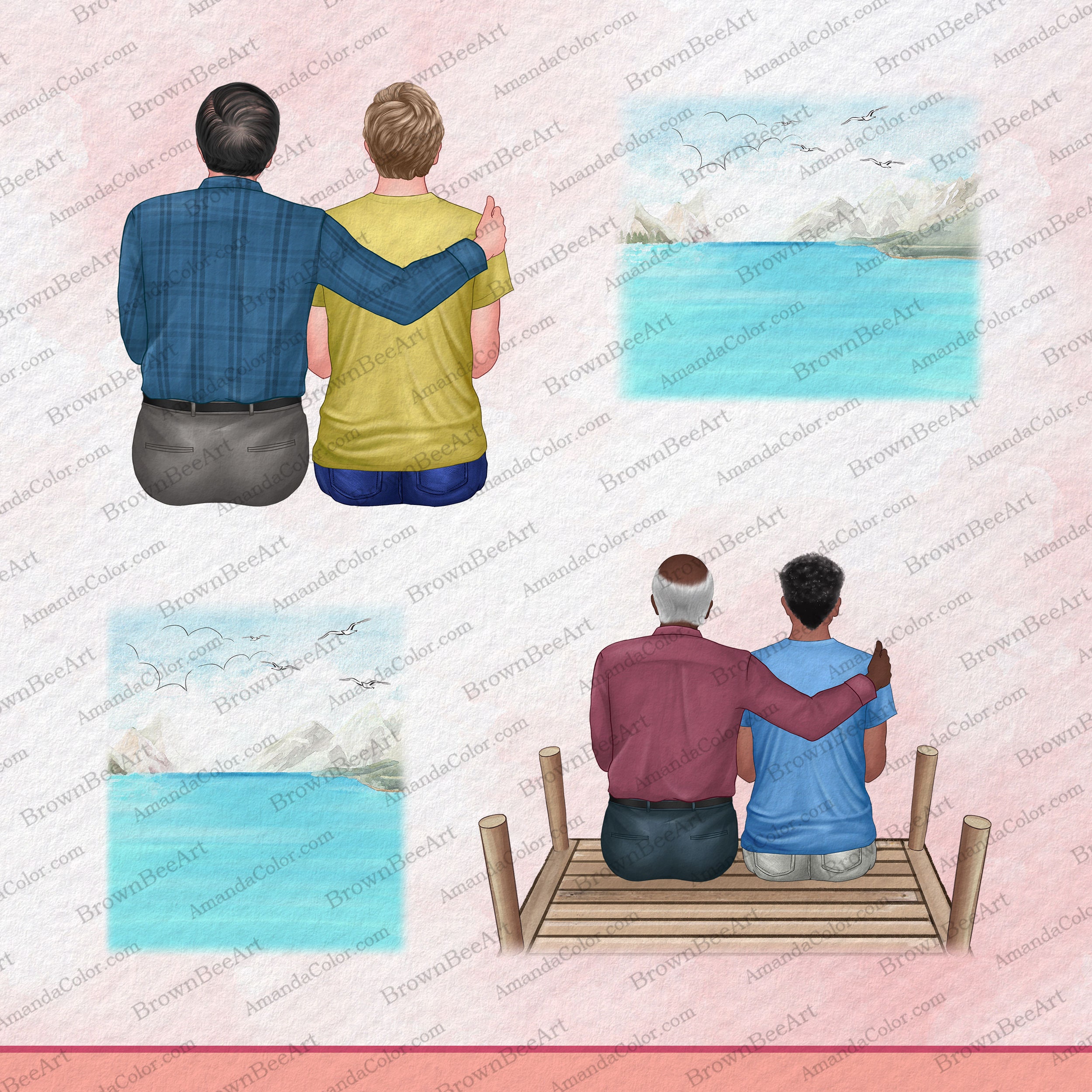 Father and Son Clipart: Family Portrait PNG (digital Download) - Etsy