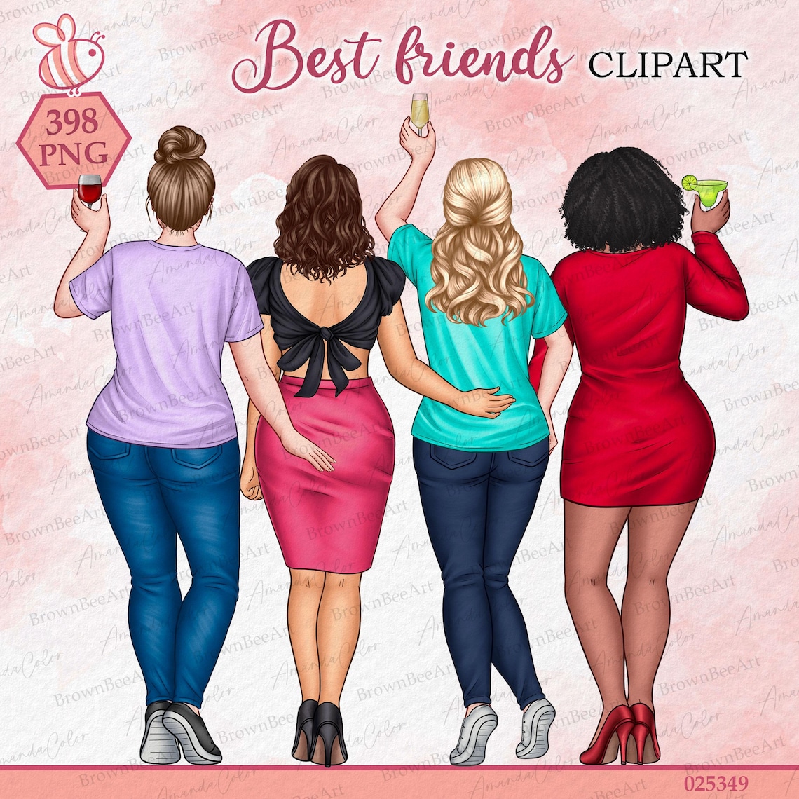 Best Friends Clipart, Fashion Women, Soul Sisters (398 PNG) - Etsy