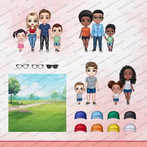 Happy Family Chibi Clipart: Customizable PNG Files (digital Download ...