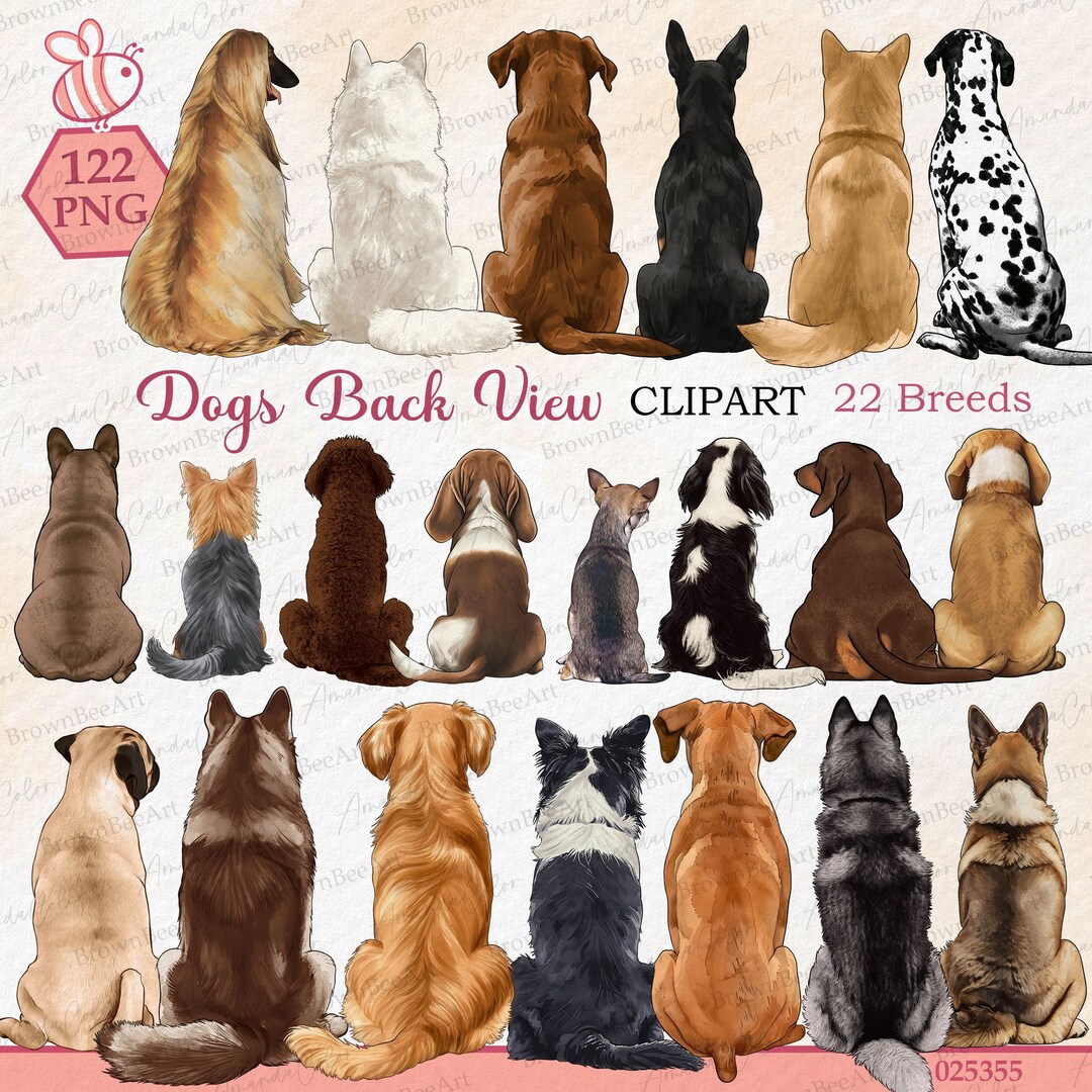 Dog Clipart From Back, Dog Breeds Clipart, Back View Dog Png, Pet ...