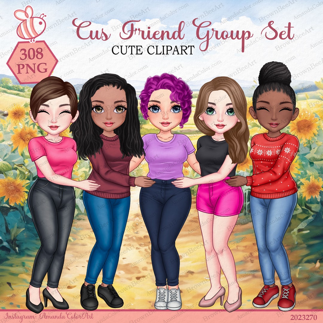 Custom Friend Group Set, Best Friends Clipart, Bestie Clipart, Sisters ...