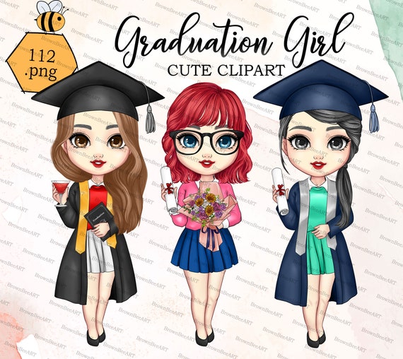 CUTE Clipart: Graduation Girls Clip Art Students Clipart | Etsy