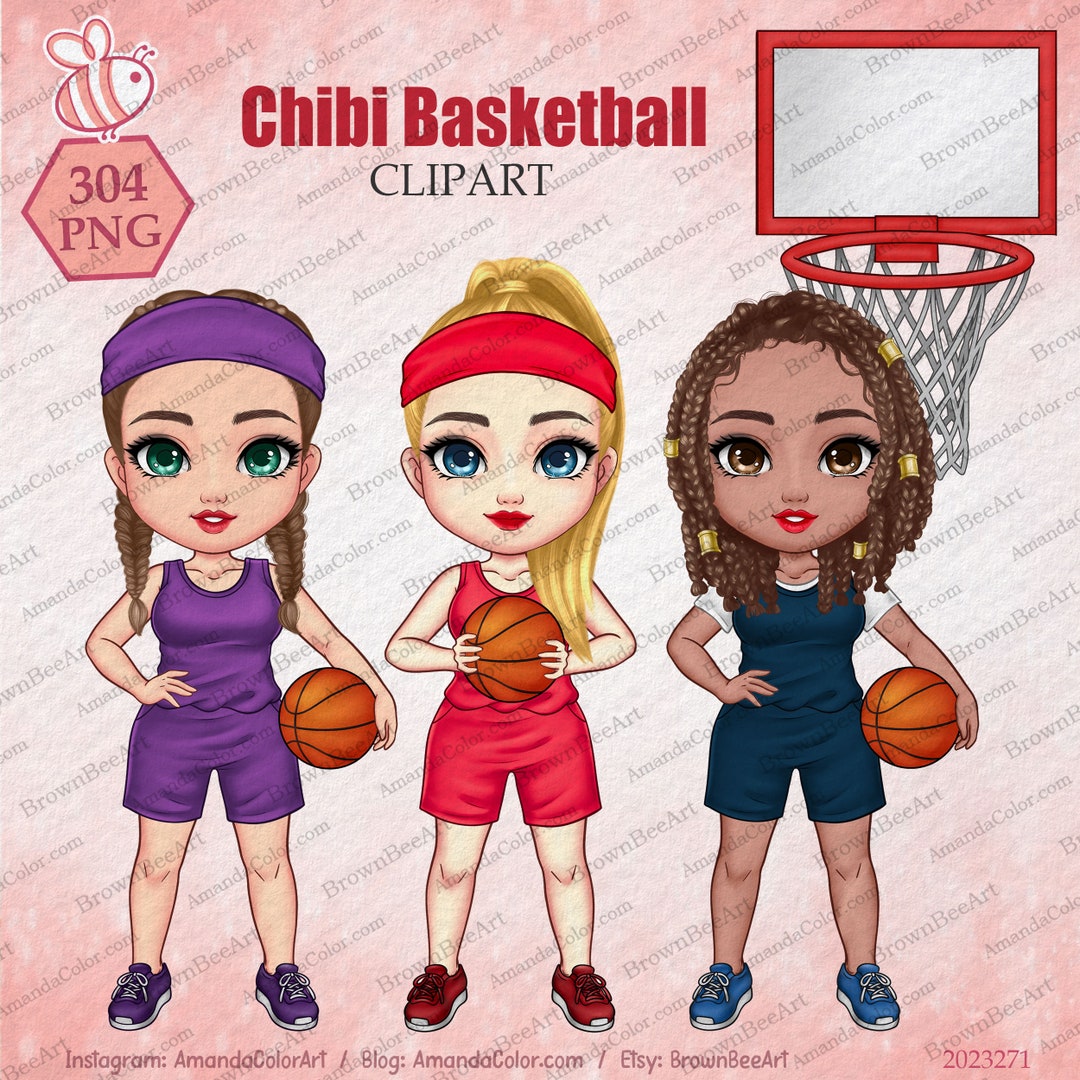 Chibi Hoops Heroes Clipart Basketball Clipart Girlfriend Clipart Best Friend Clipart Sister