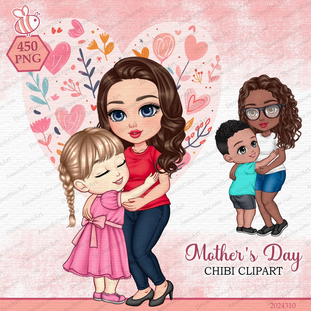 Mother's Day Chibi Clipart: Family Love (PNG Digital Download) - Etsy