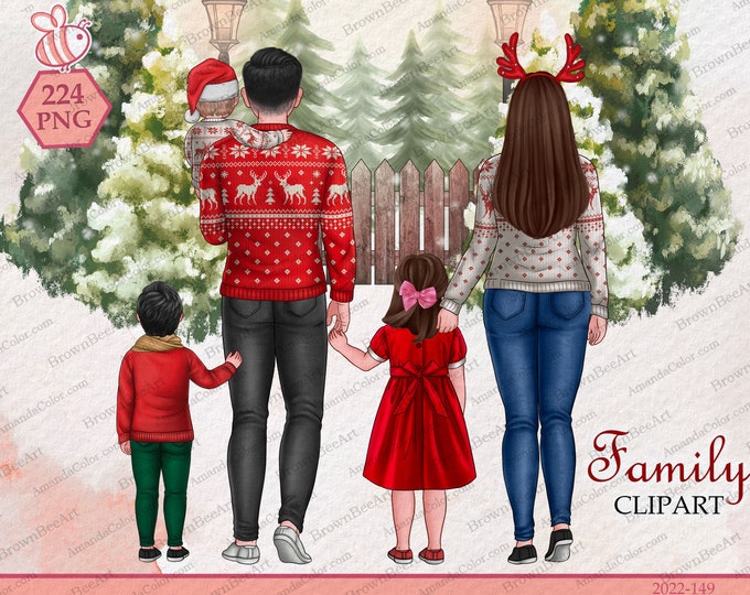Family Christmas Clipart, Merry Christmas, Winter Clipart, Family Png ...