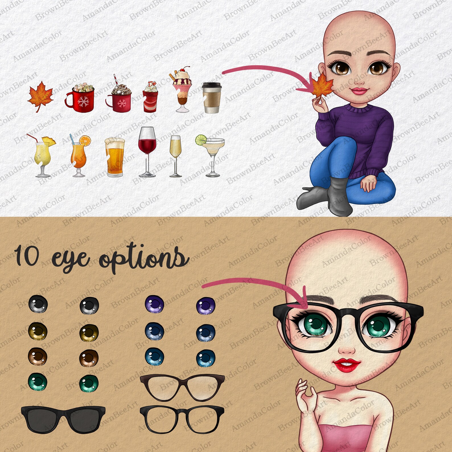 Fall Girls Clipart, Chibi Clipart, Besties Clipart, Best Friends ...