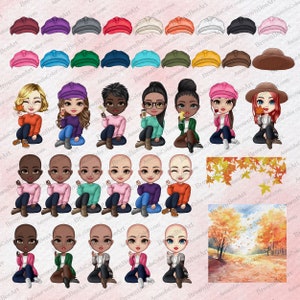 Fall Girls Clipart, Chibi Clipart, Besties Clipart, Best Friends ...