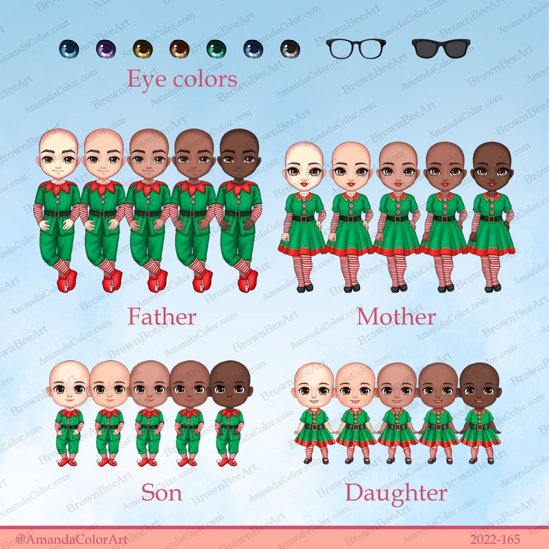 Cute Clipart Elf Family Clipart Merry Christmas Father - Etsy