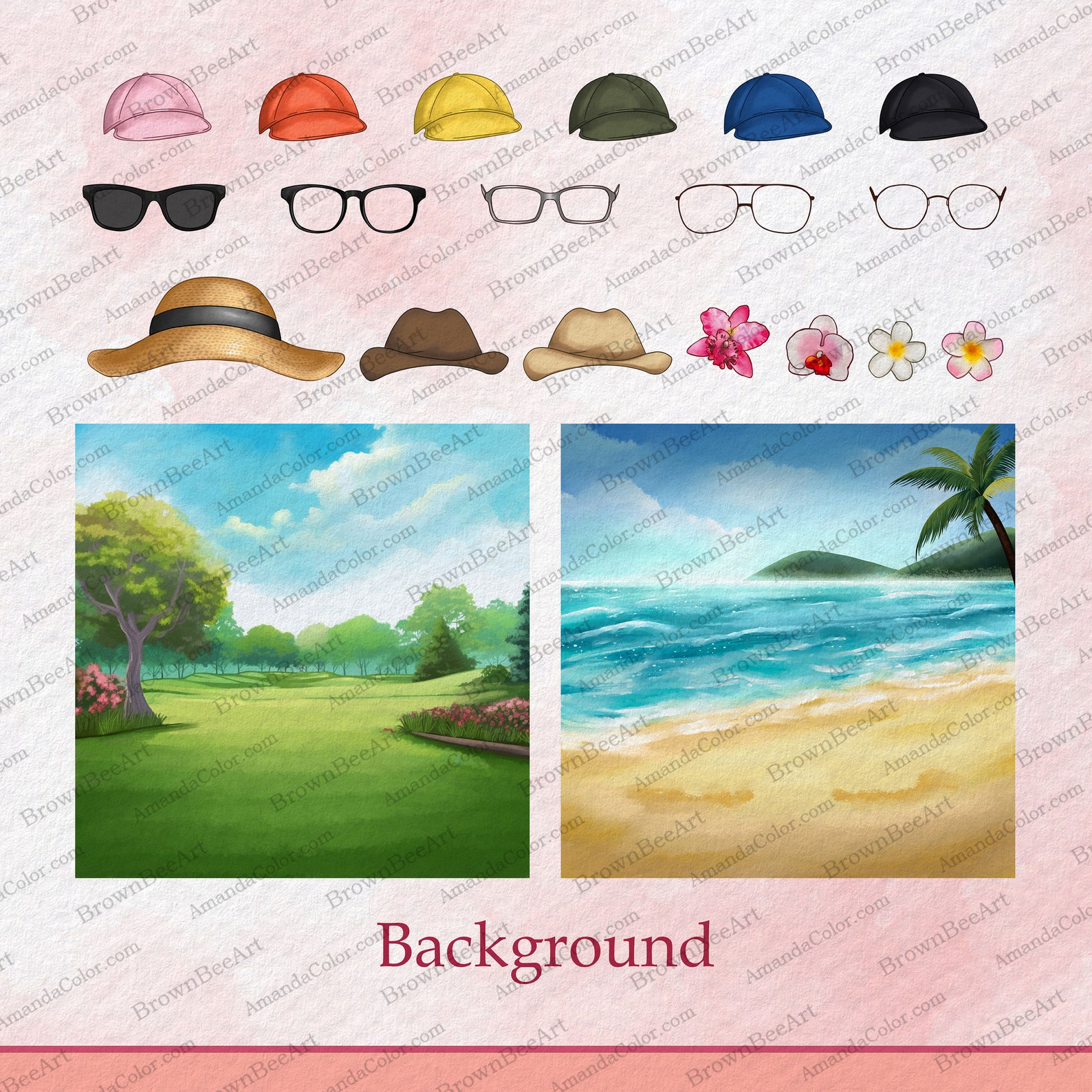 Beach Family Chibi Clipart: Personalized PNG Files (digital Download ...