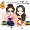 Cute Girl Book Clipart, Book Lover Clipart, Reading Png, Study, Girl ...