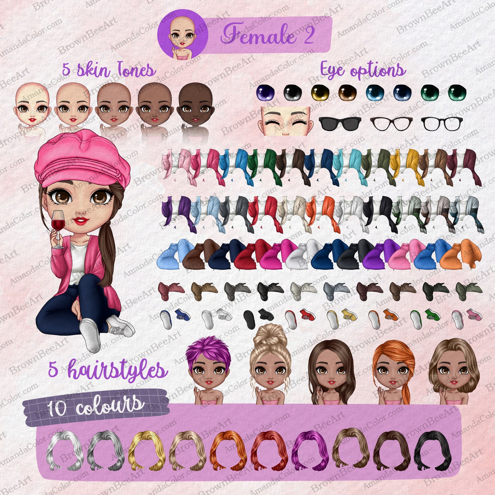 Fall Girls Clipart, Chibi Clipart, Besties Clipart, Best Friends ...