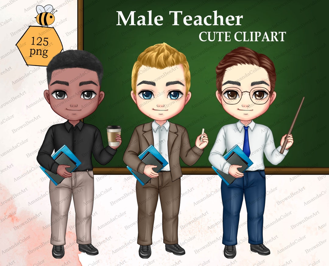 Male Teacher Clipart: Back to School PNG Images (digital Download) - Etsy