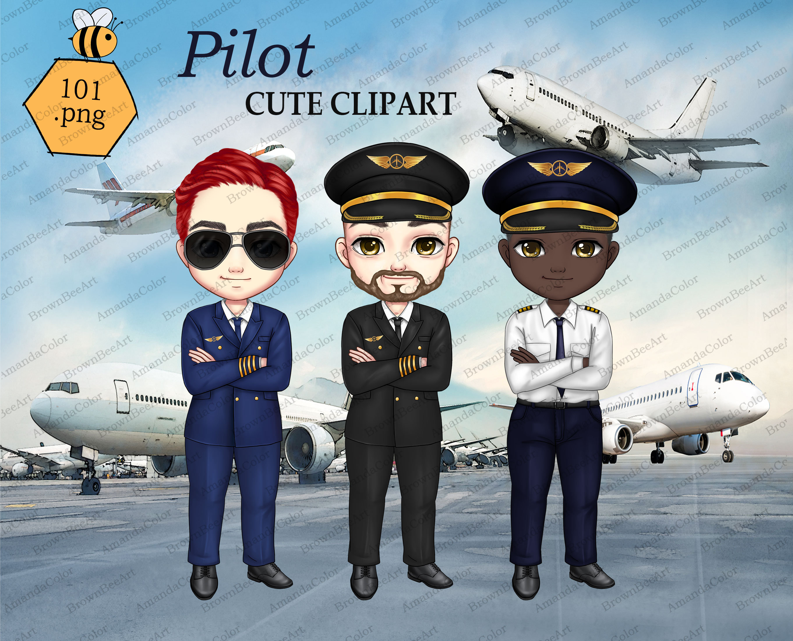 Pilot Clipart Cute Clipart Airport Clipart Airplane - Etsy