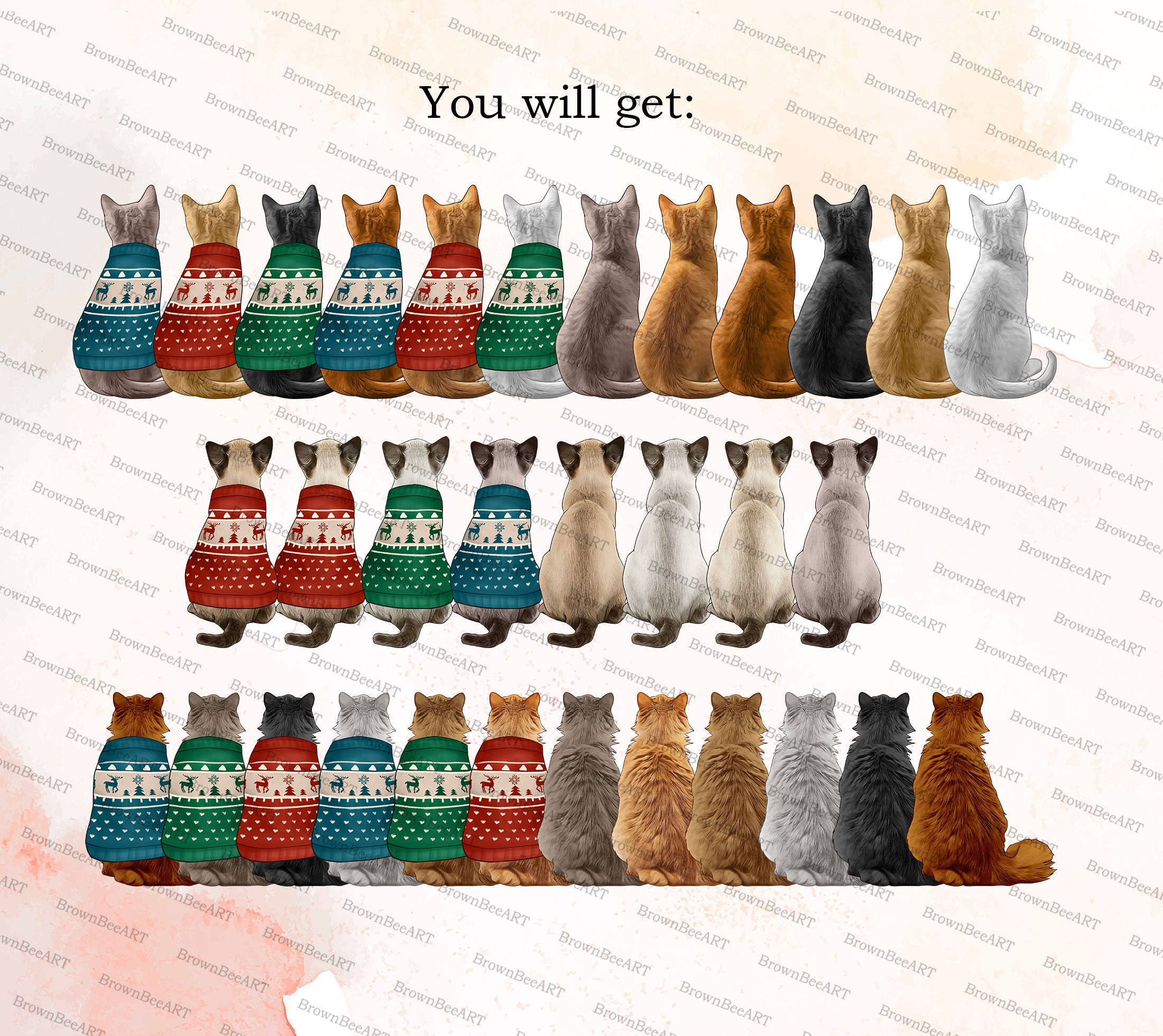 Meowy Christmas Clipart Cat Clipart Christmas Girls Clipart - Etsy