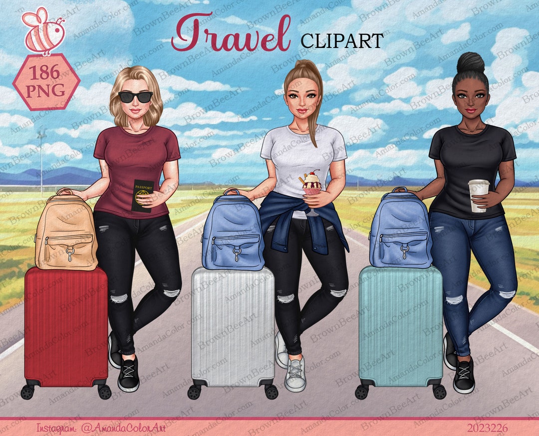 Girls Trip Clipart Travel Girl Clipart Travel Png Fashion - Etsy