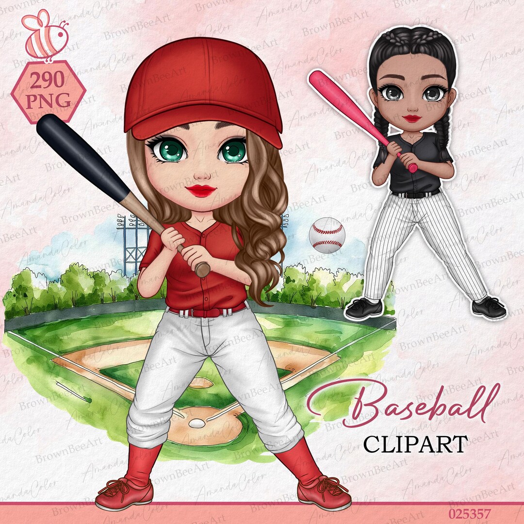 Girl Playing Baseball, Baseball Clipart, Sports Clipart, Chibi Clipart ...
