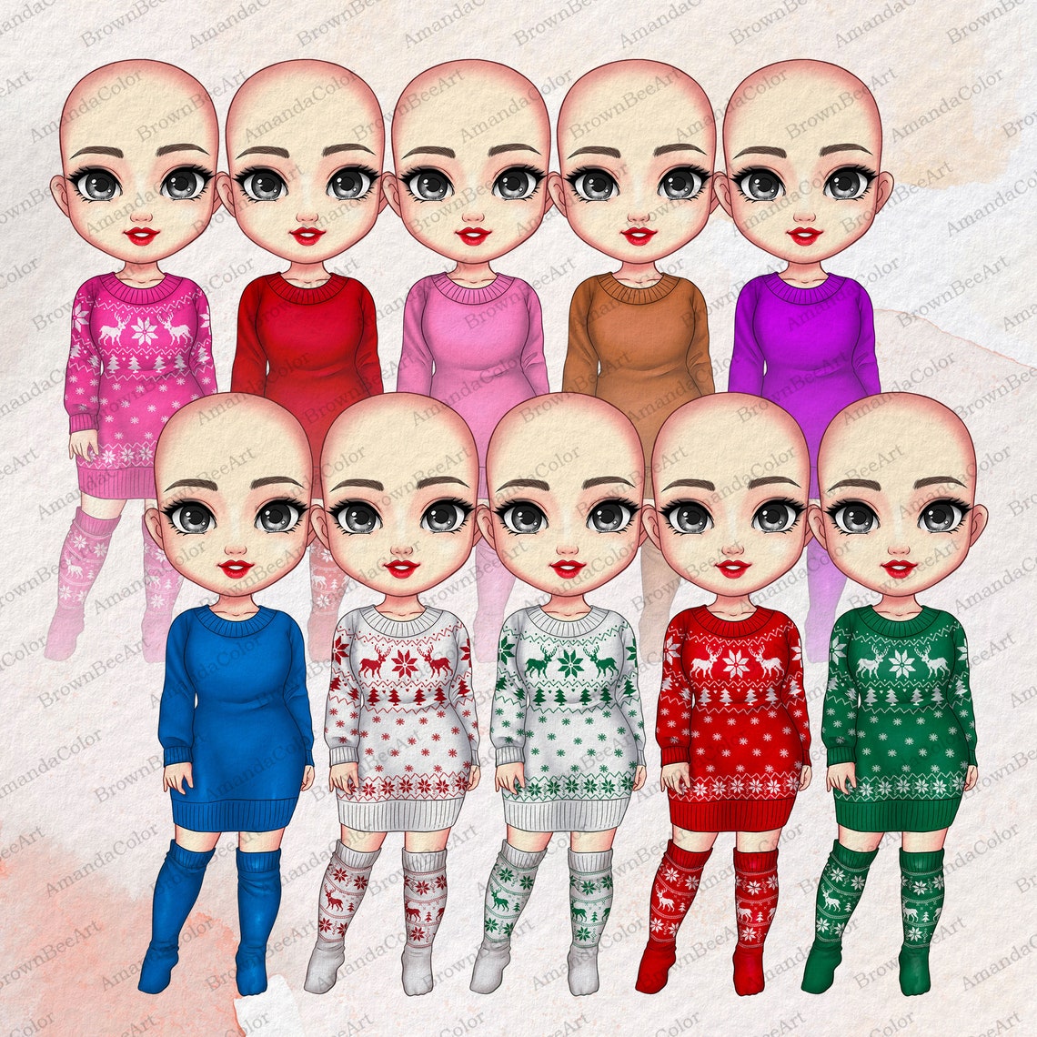 Cute Clipart Christmas Girl Clipart Winter Clipart Xmas - Etsy