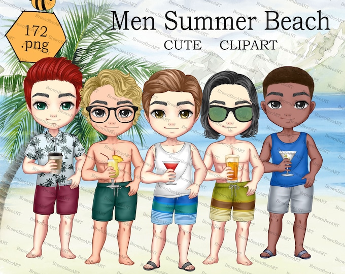 Cute Beach Girls Clipart: Summer Friends, Tropical PNG (digital ...