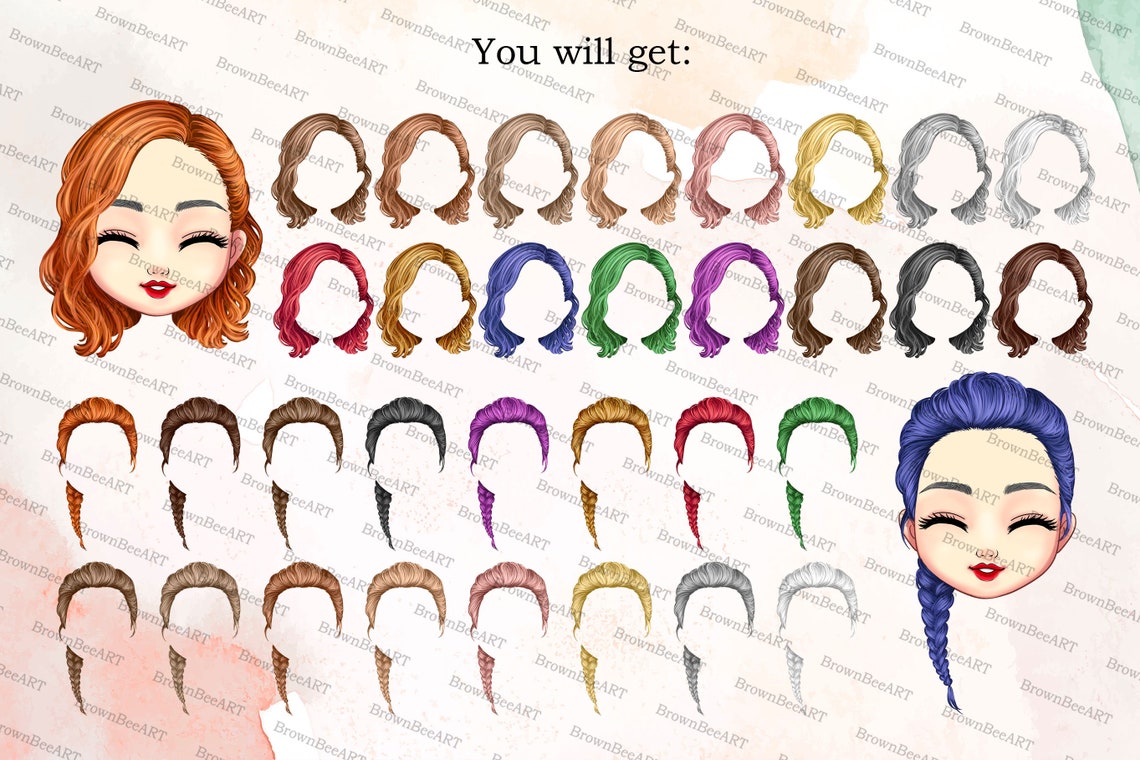 Women's Hairstyles Chibi PART 1 Custom Female Hairstyles - Etsy