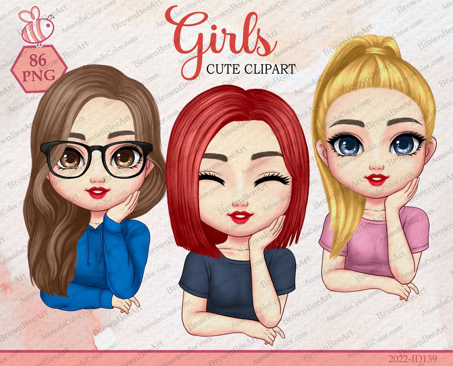 Cute Clipart Girls Clipart Bestie Clipart Best Friends - Etsy