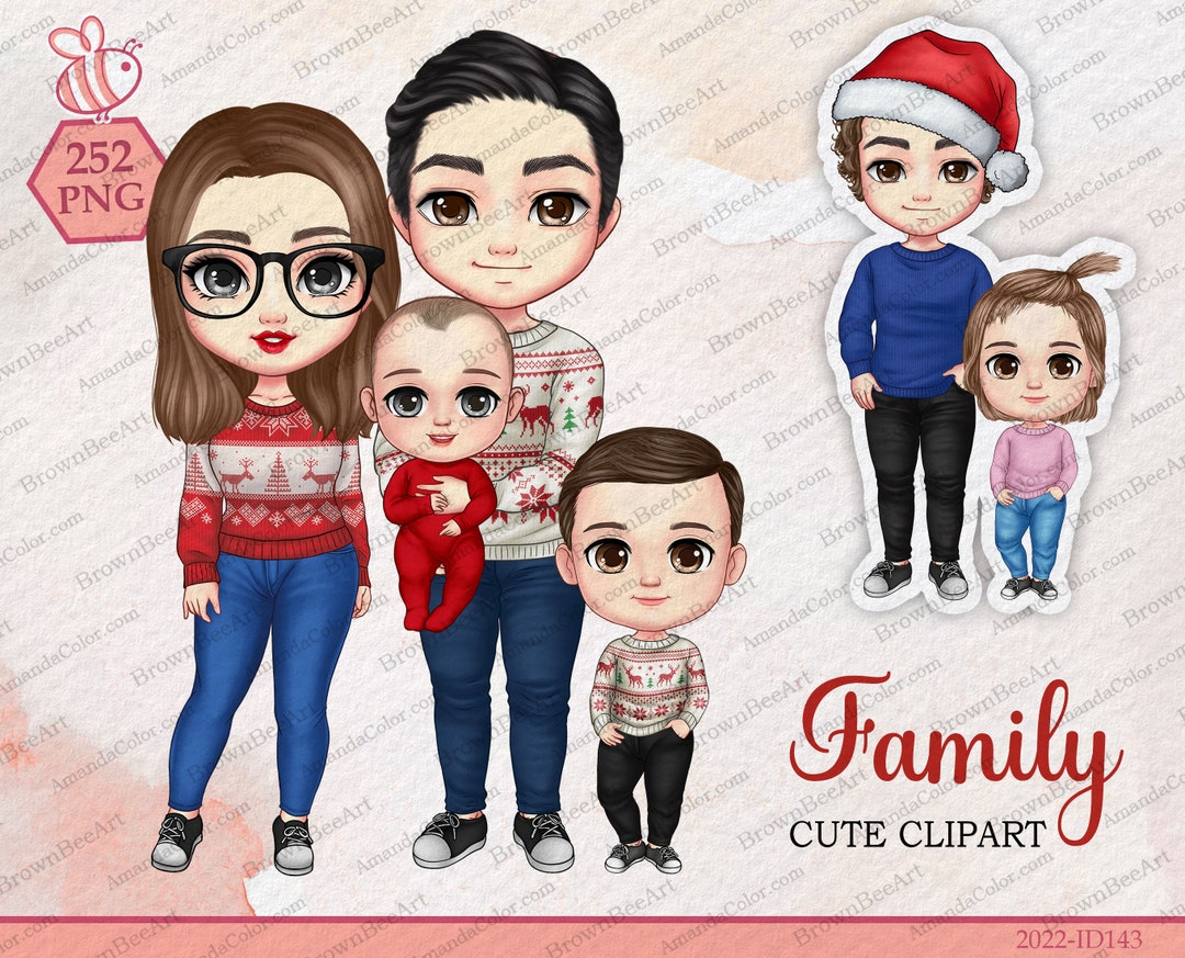 Family Clipart, Cute Clipart, Christmas Clipart Sweater, Mother, Father ...