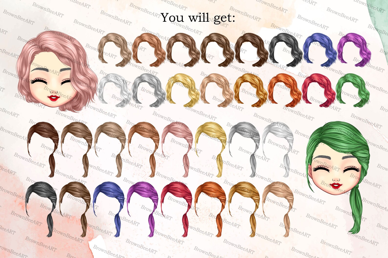 Women's Hairstyles Chibi PART 1 Custom Female Hairstyles - Etsy