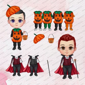 Kids in Cute Halloween Costumes Clipart, Trick or Treat, Halloween ...
