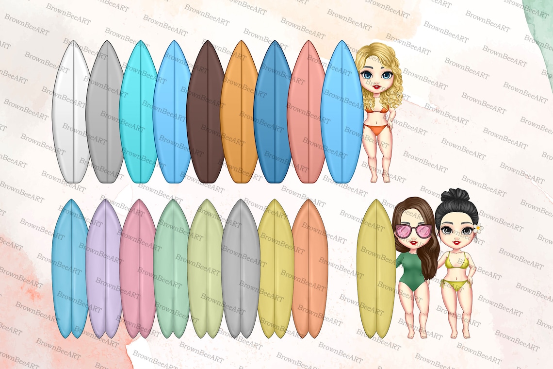 Surfer Girl Clipart Cute Clipart Summer Clipart Beach - Etsy